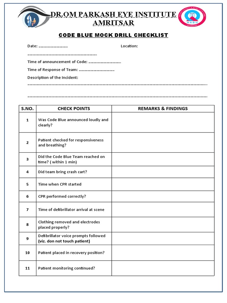Updated Code Blue Mockdrill Sheet | PDF | Cardiopulmonary Resuscitation