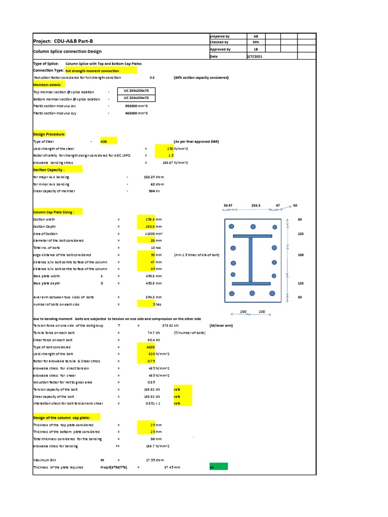 Column Splice Design for UC 254x254x73 | PDF | Bending | Screw