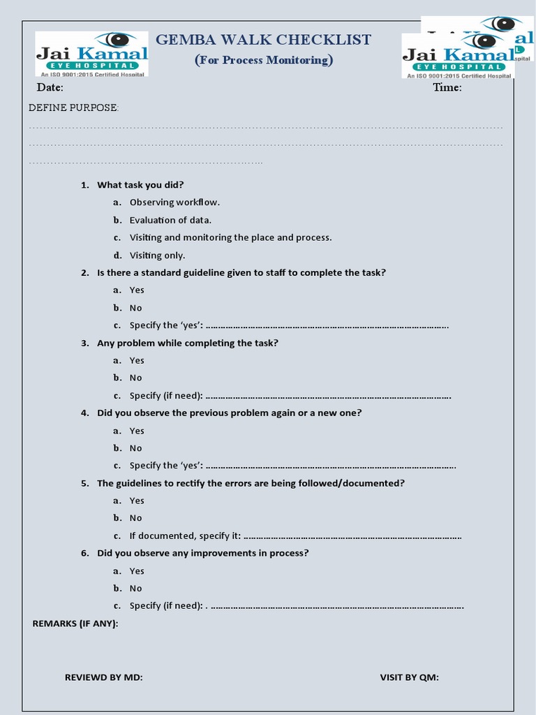 Gemba Walk Checklist Guide | PDF