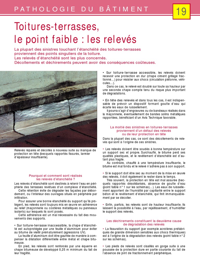 19 Toitures Terrasses, Le Point Faible Les Relevés | PDF | Asphalte ...