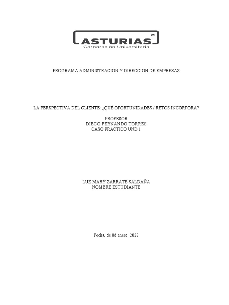 Caso Practico Und 1 La Perspectiva Del Cliente | PDF | Cliente
