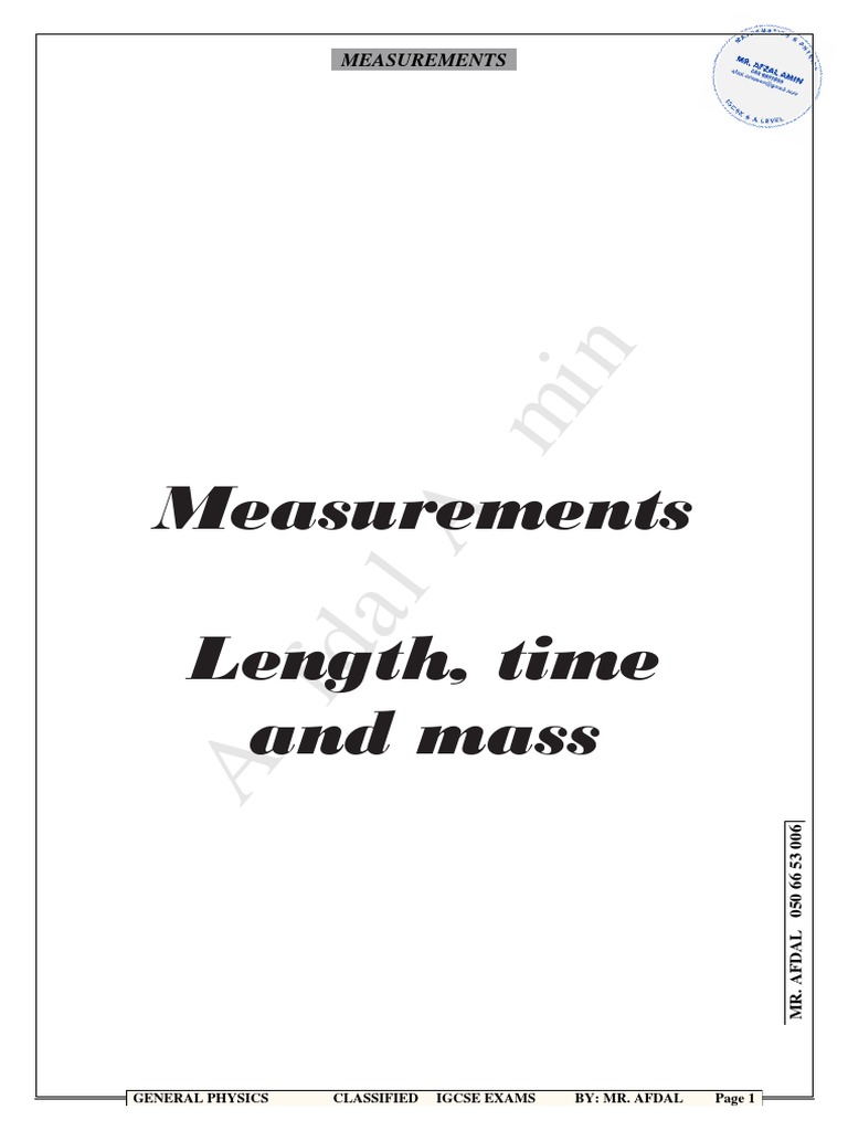 1 Measurements P4 2019 | PDF | Density | Volume