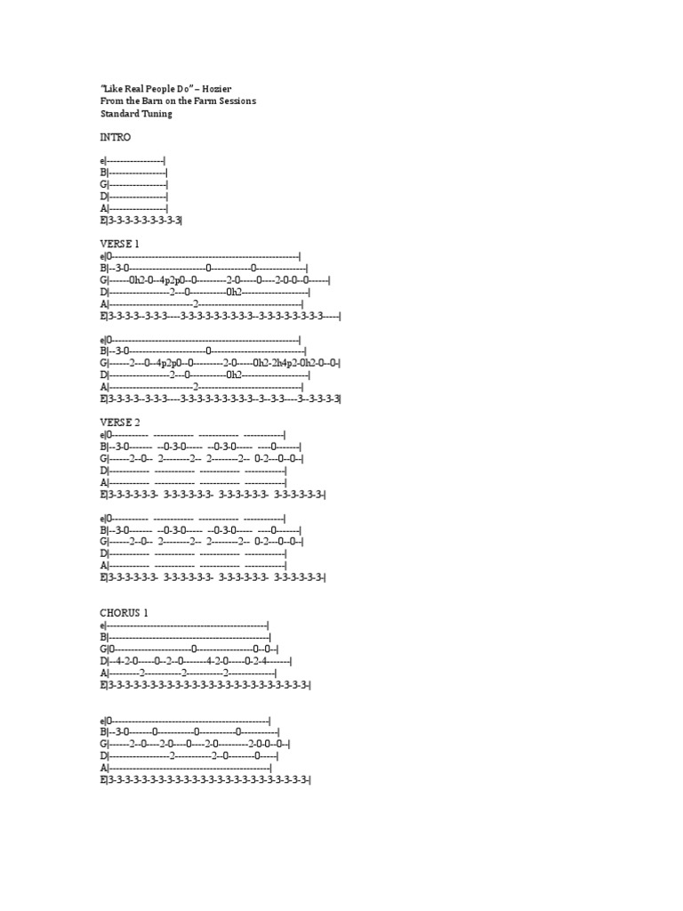 Like Real People Do Tab | PDF | Song Structure | Musical Compositions