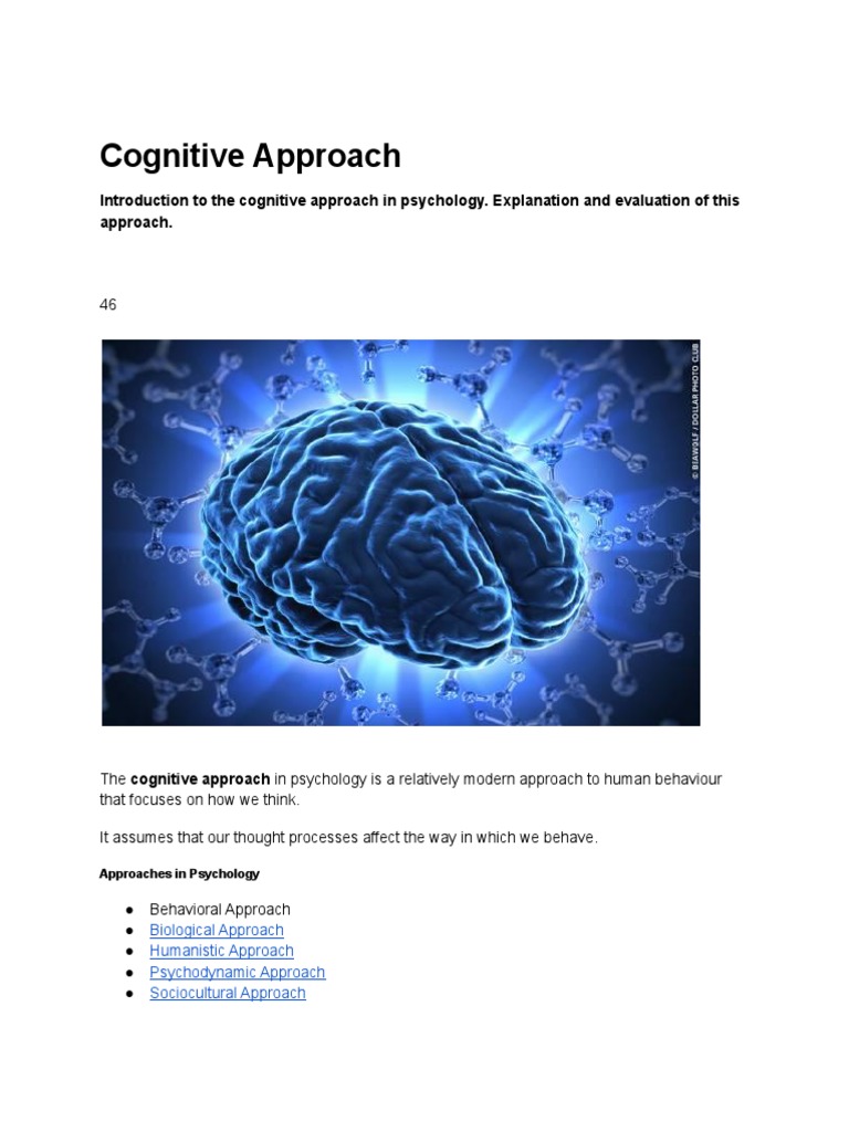 Cognitive Approach | PDF | Behavior | Psychology