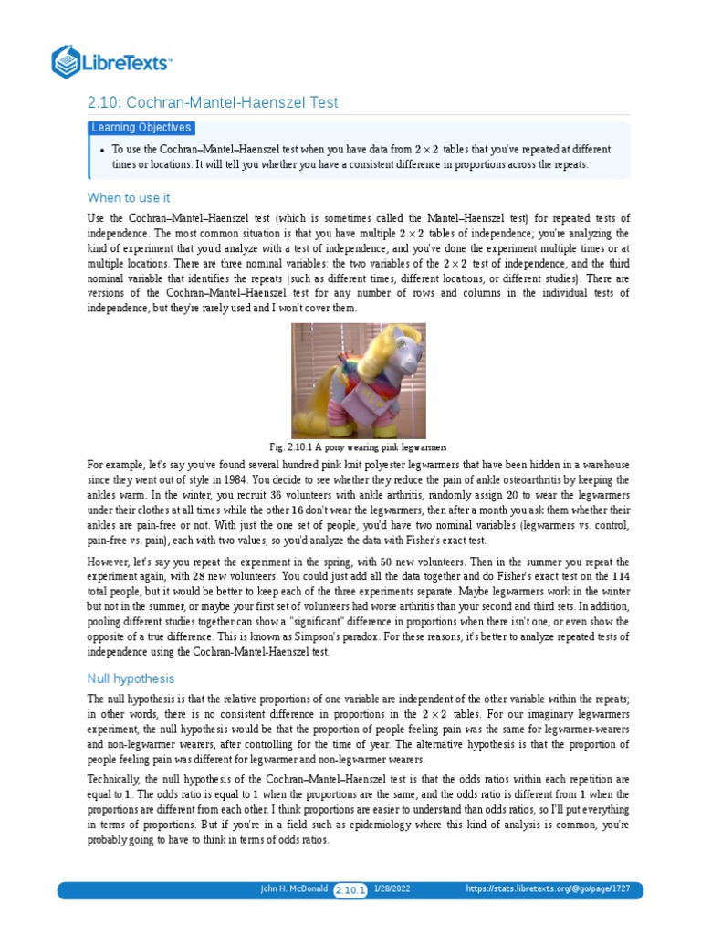Cochran-Mantel-Haenszel Test Overview | PDF | Variance | P Value