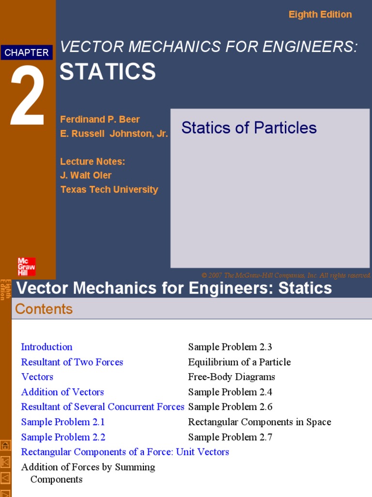 Chapt. 2 Statics of Particles | PDF | Euclidean Vector | Force