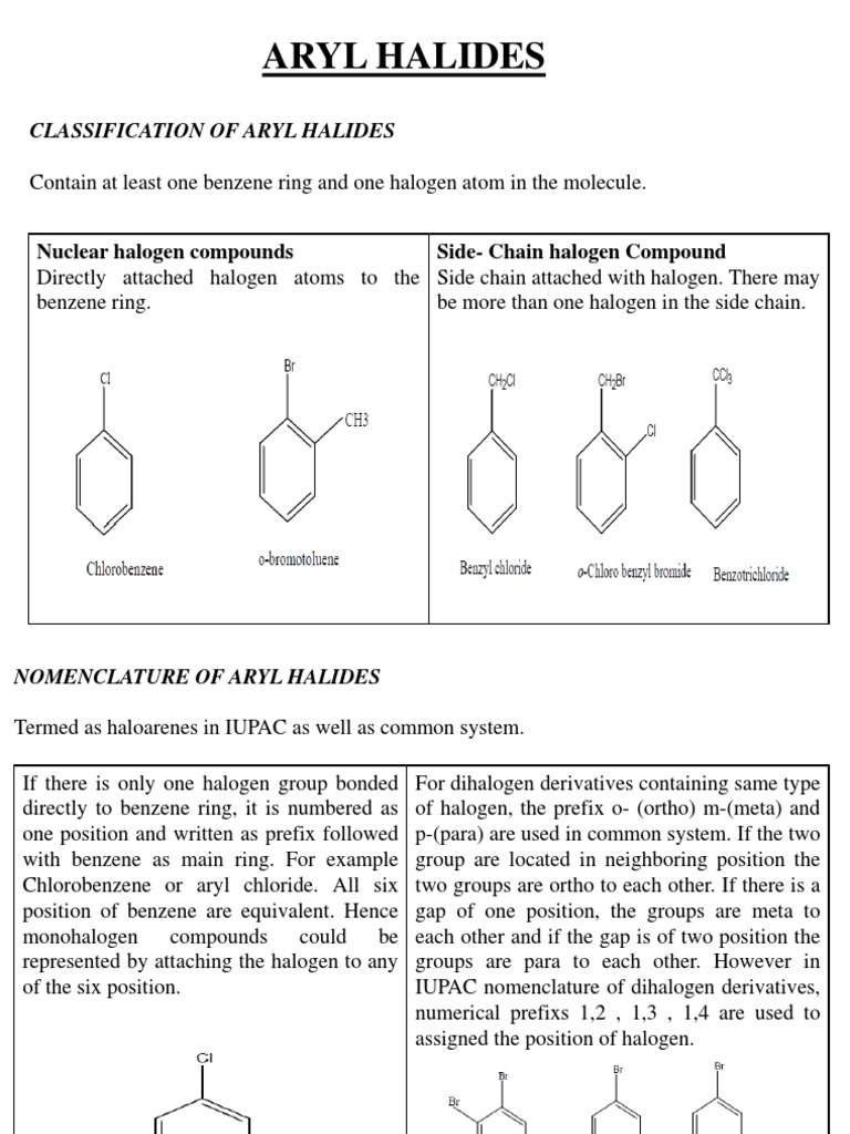 Aryl Halides | PDF | Chemical Reactions | Physical Chemistry