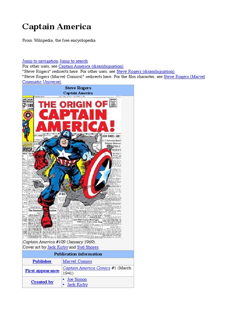 Captain America: From Wikipedia, The Free Encyclopedia | PDF | Marvel ...