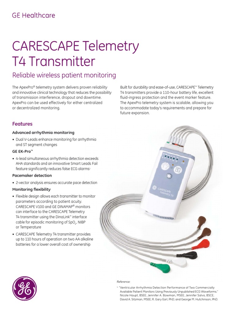 CARESCAPE Telemetry T4 Transmitter: Reliable Wireless Patient ...