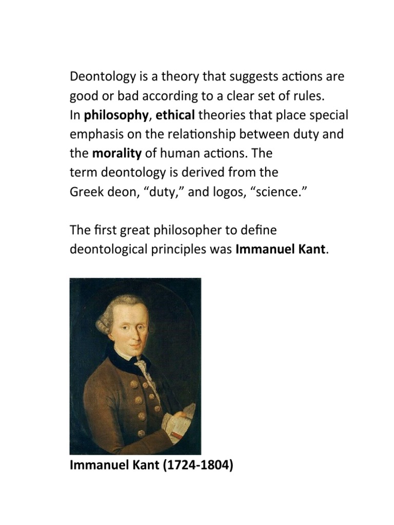 Kant Deontology | PDF | Immanuel Kant | Morality