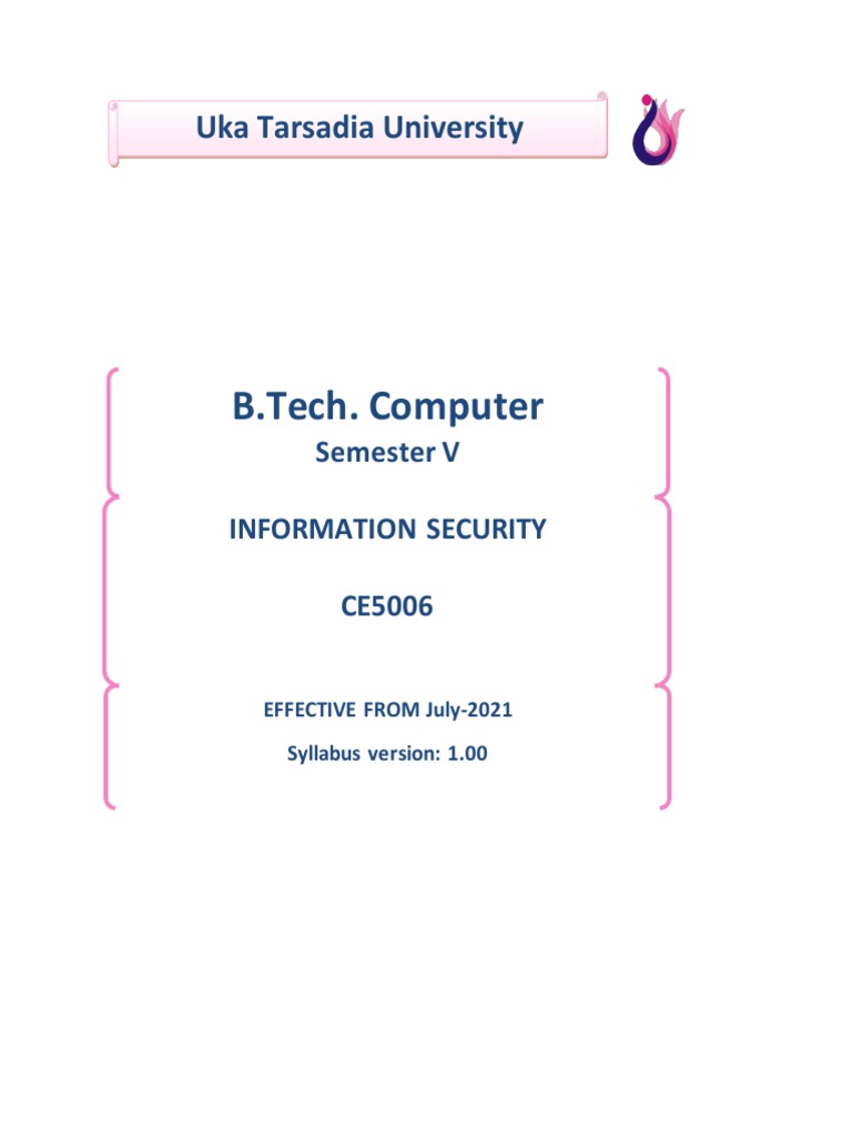 B.Tech. Computer: Uka Tarsadia University | PDF | Cryptography ...