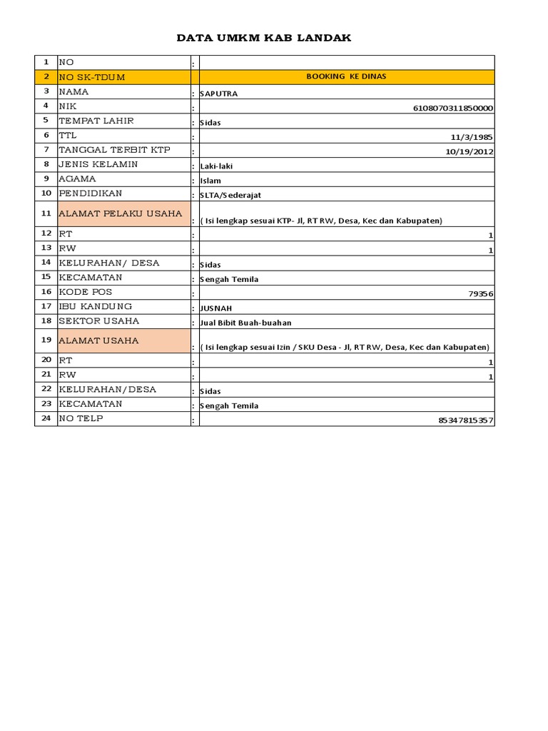 Data Umkm Desa Sidas Fixx | PDF