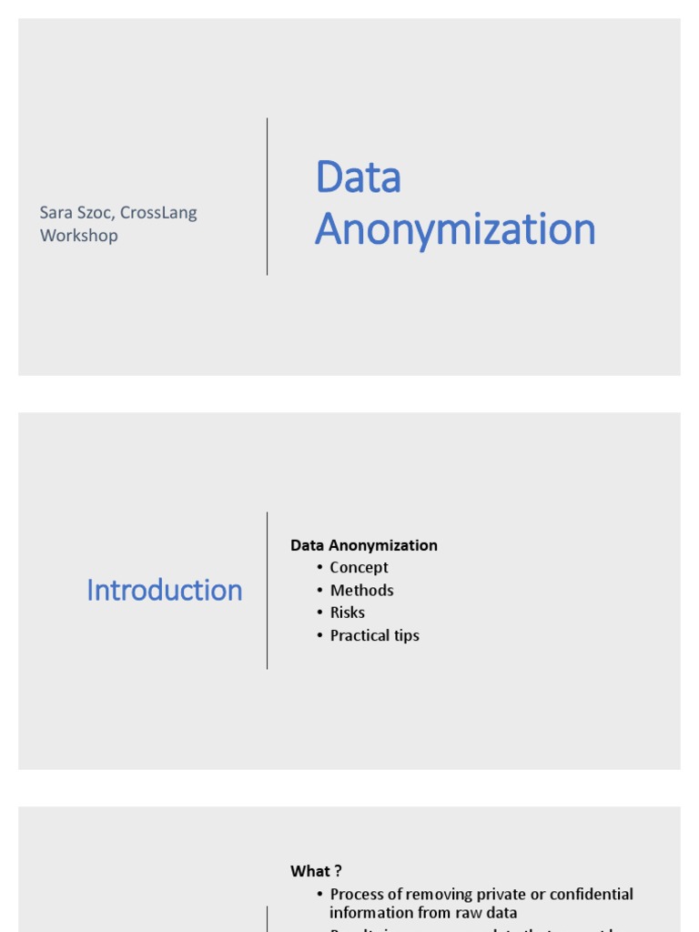 Anonymization Explained - Sara Szoc | PDF | Anonymity | Information Age