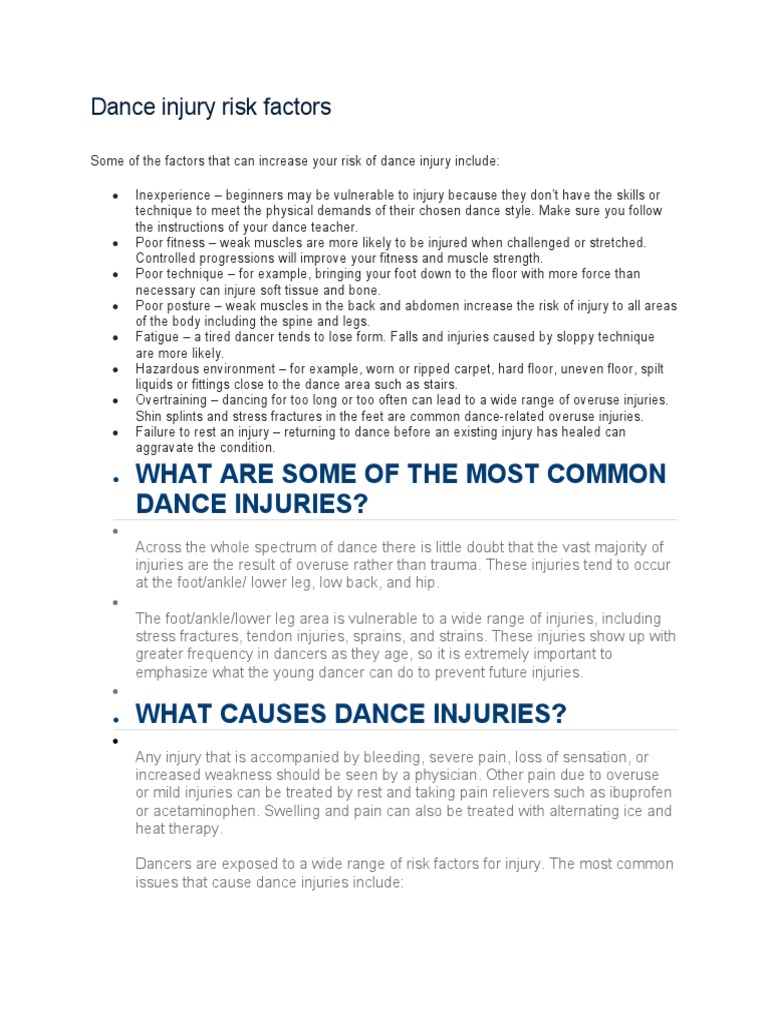 Dance Injury Risk Factors: What Are Some of The Most Common Dance ...