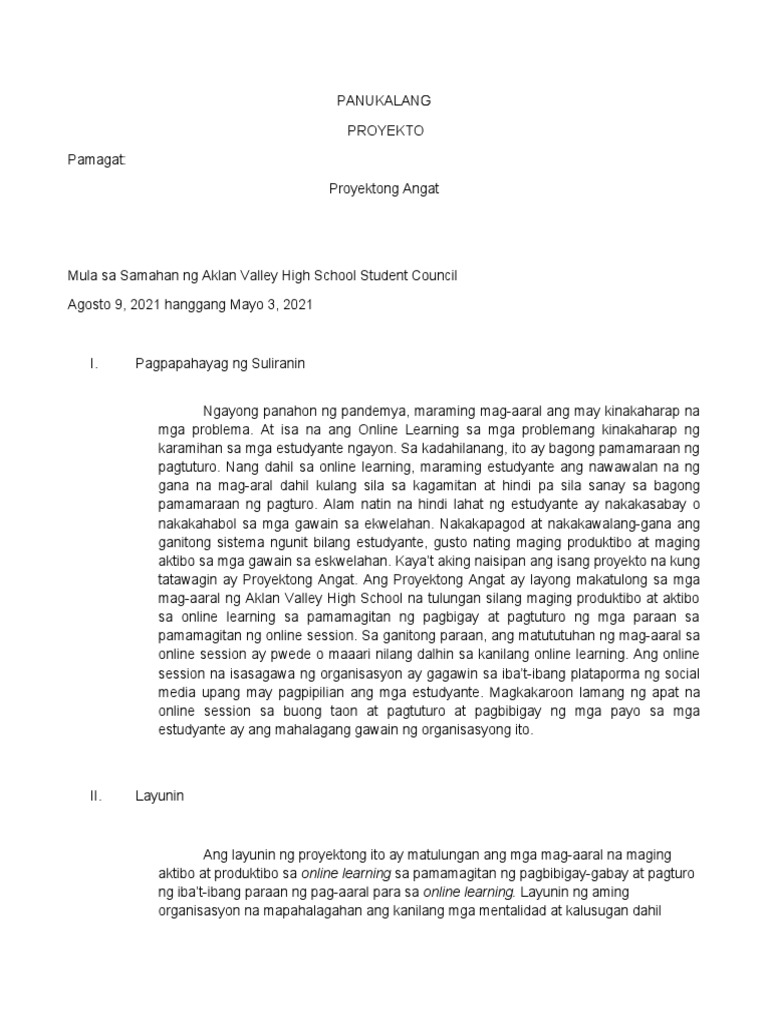 Panukalang Proyekto | PDF