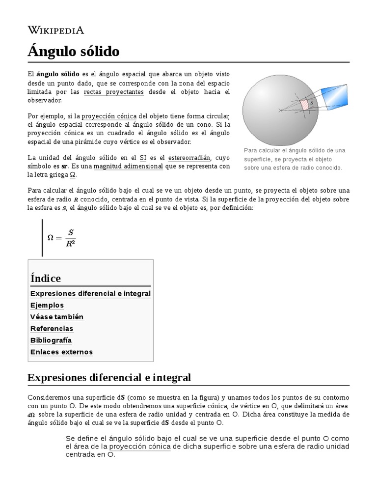 Ángulo Sólido | PDF | Geometría | Geometría Elemental