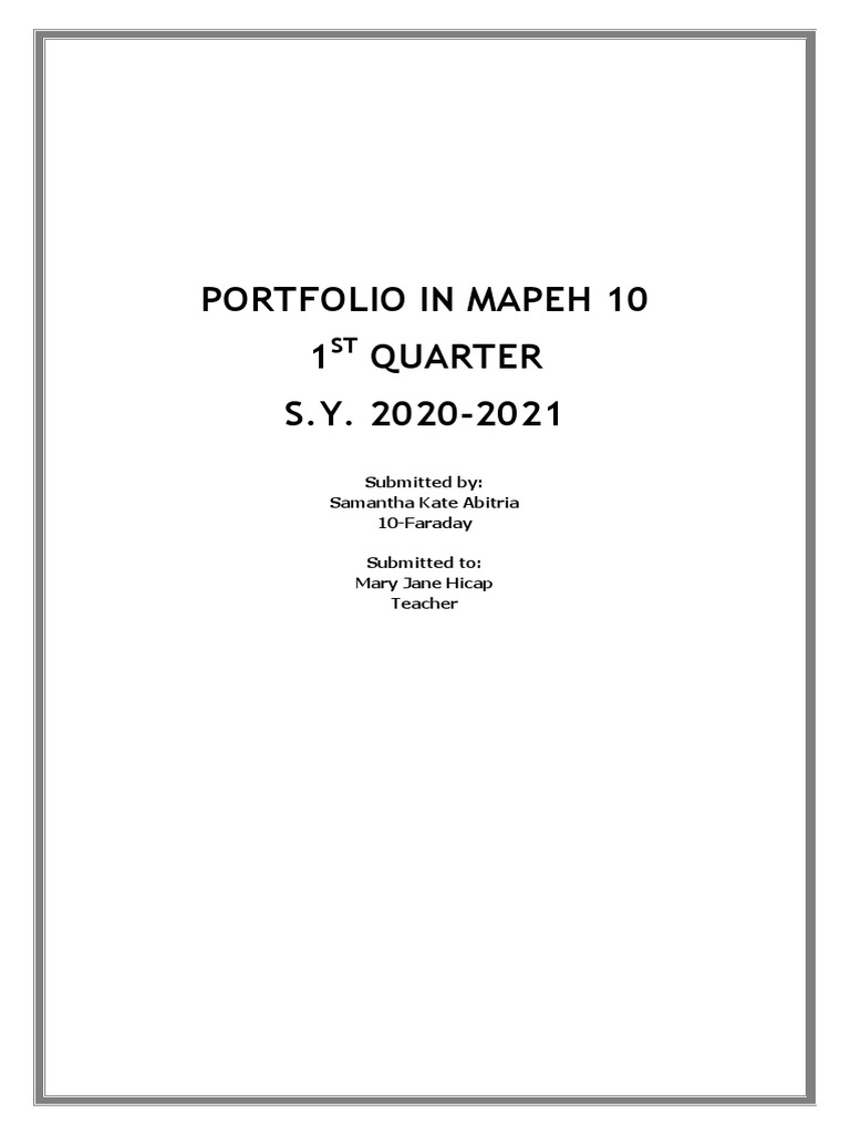 Portfolio in Mapeh 10 | PDF | Psychology | Psychological Concepts