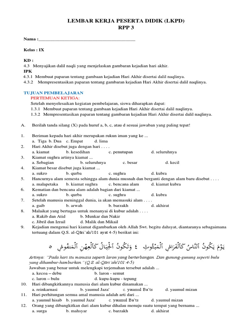 Soal LKPD PPL 3 | PDF