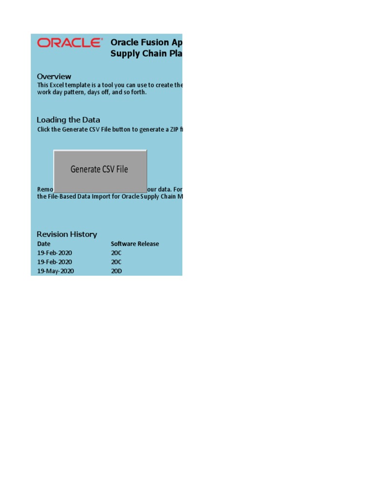 Generate CSV File: Oracle Fusion Applications Supply Chain Planning ...