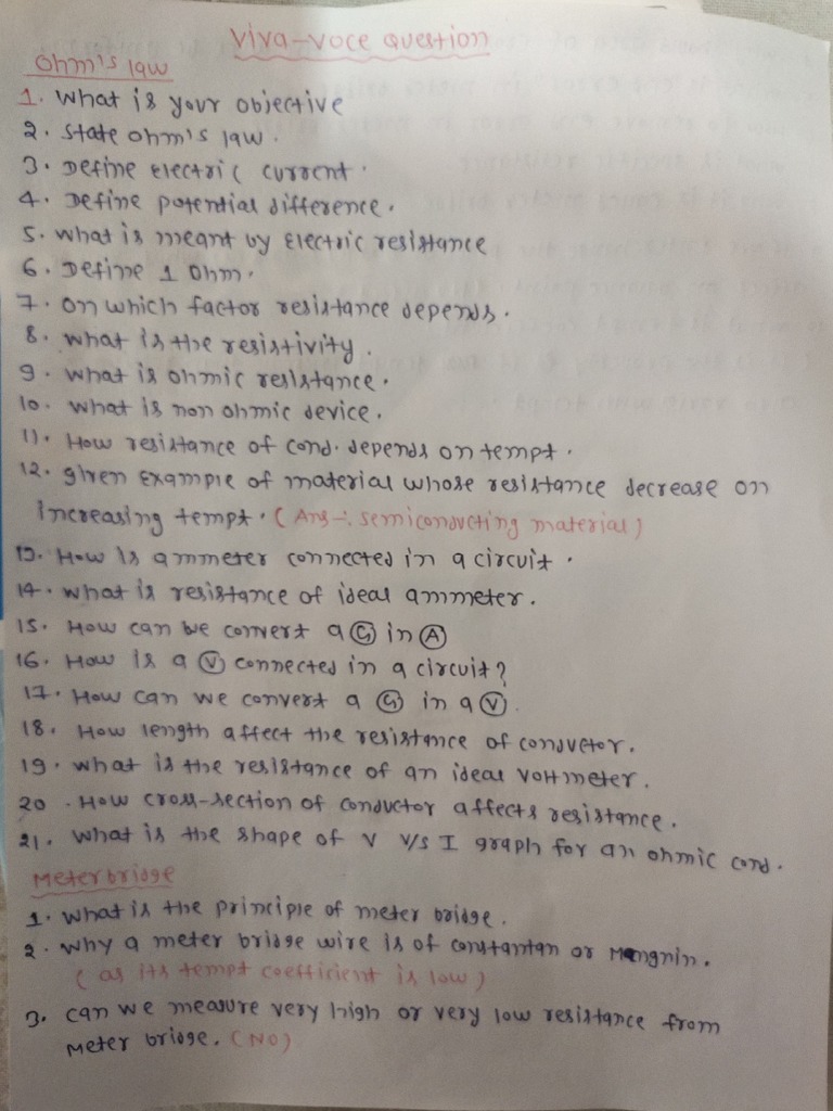 Viva Voice Question For Physics Practical | PDF