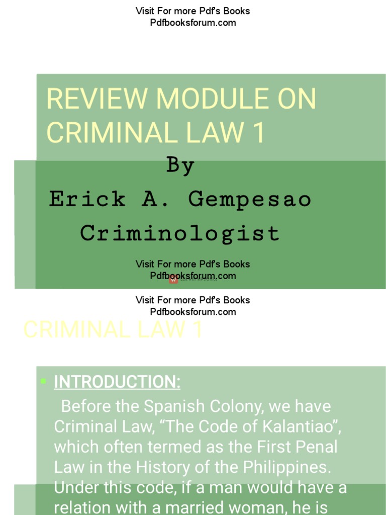 (CLJ) Criminal Law Book 1 | PDF | Criminal Law | Crime & Violence