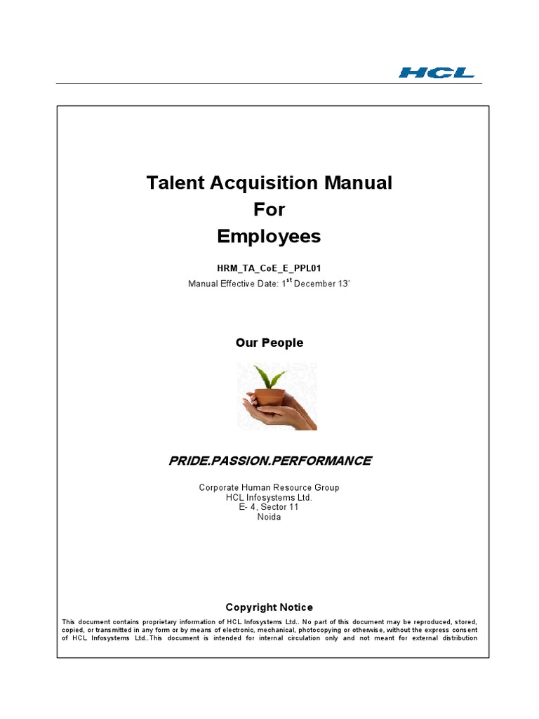 110 - Talent Aquisition Manual - Employee - Ver 1 | PDF | Recruitment ...
