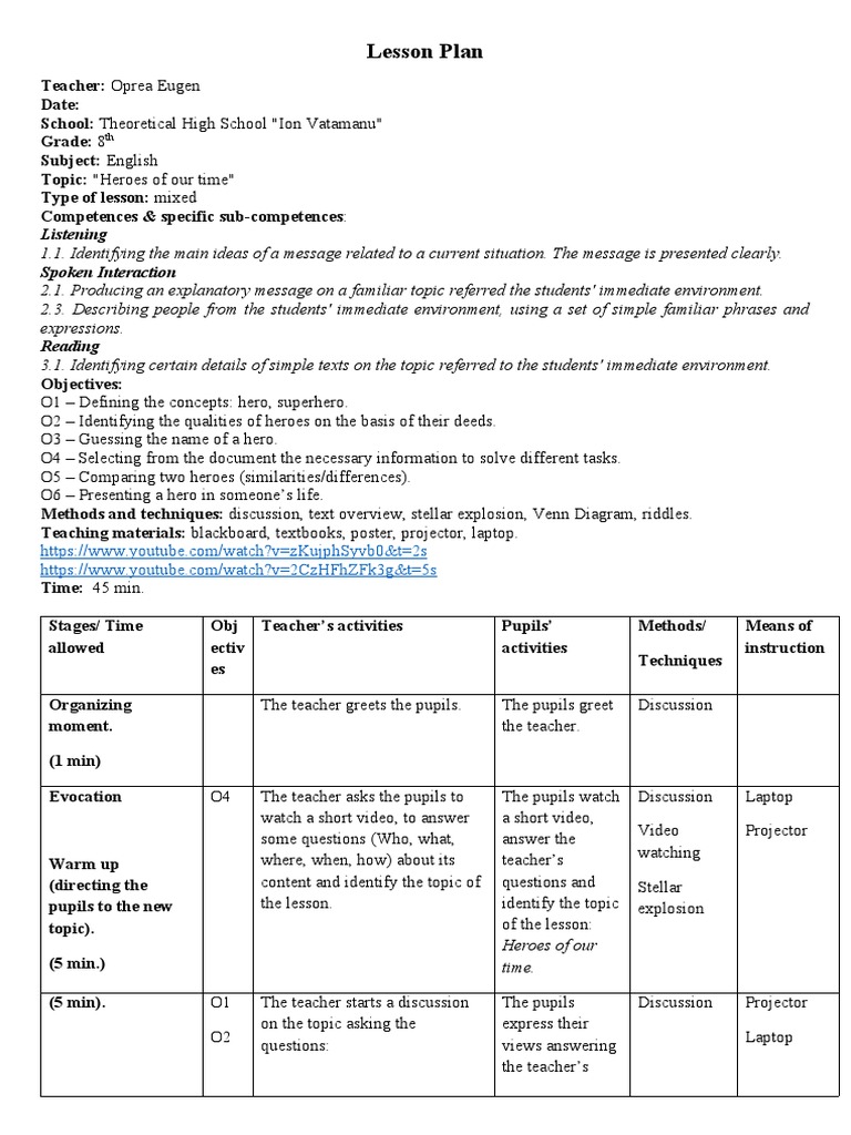 Lesson Plan: Listening Spoken Interaction | PDF | Teaching | Lesson Plan