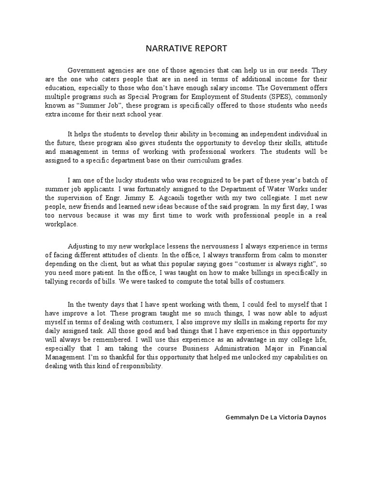 Narrative Report | PDF | Applied Psychology | Learning