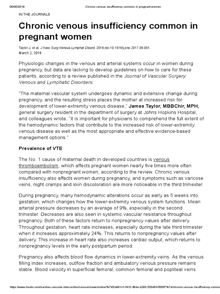 Chronic Venous Insufficiency Common in Pregnant Women | PDF | Vein ...