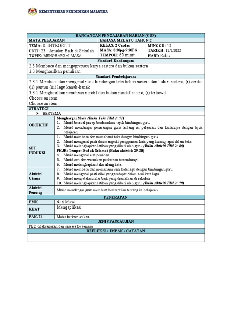 M42 RPH 2022.01.12 Rabu-Abdul Rasid | PDF