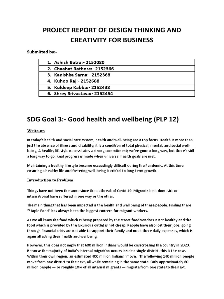 Project Report of Design Thinking and Creativity For Business | PDF ...