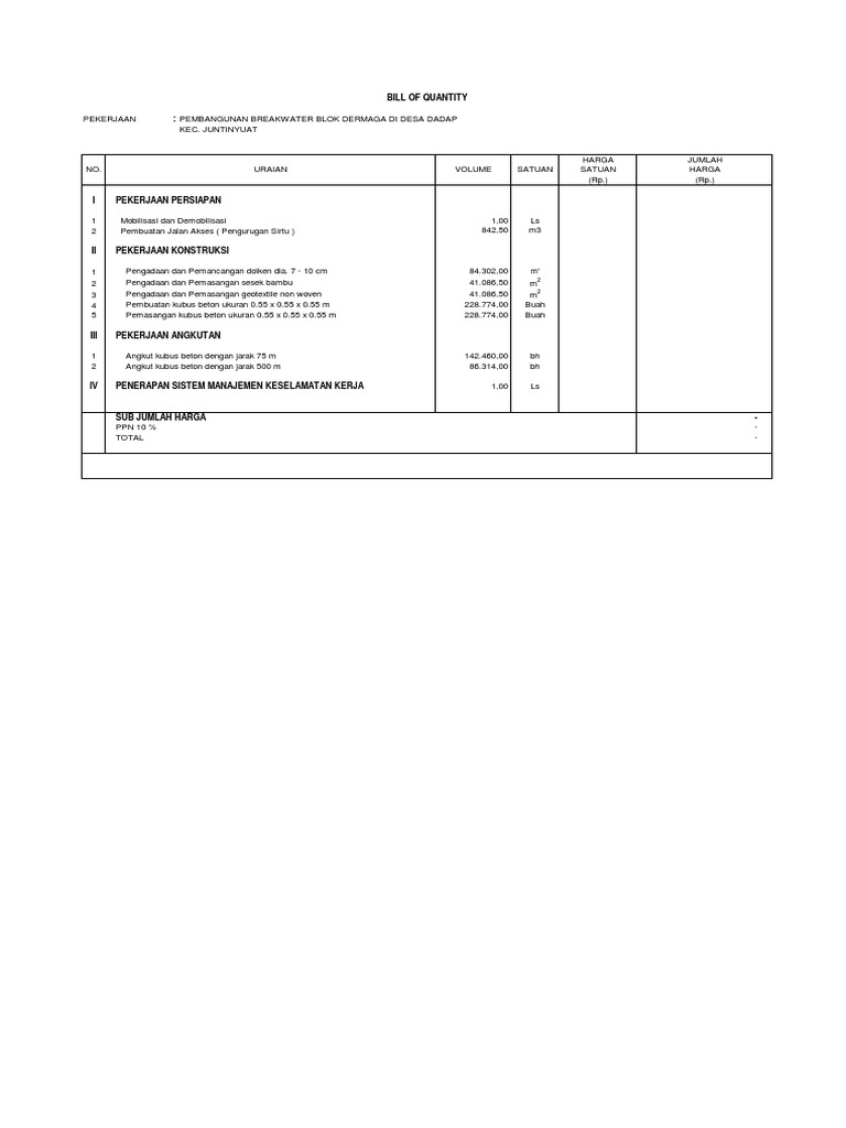 Boq k3 Dermaga | PDF