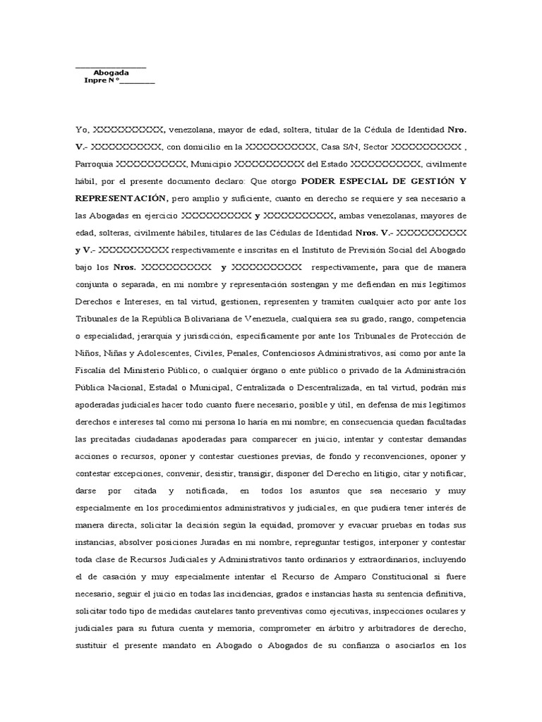 Poder Especial Representación Judicial | PDF | Ley Pública | Gobierno