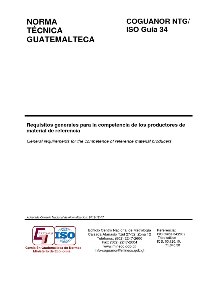 Coguanor NTG - Iso - Guía 34 | PDF | Calibración | Medición