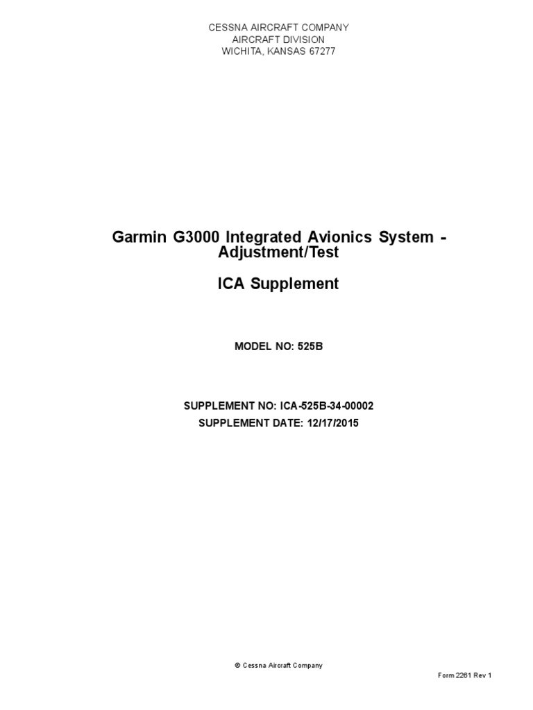 Garmin G3000 Integrated Avionics System - Adjustment/Test ICA ...