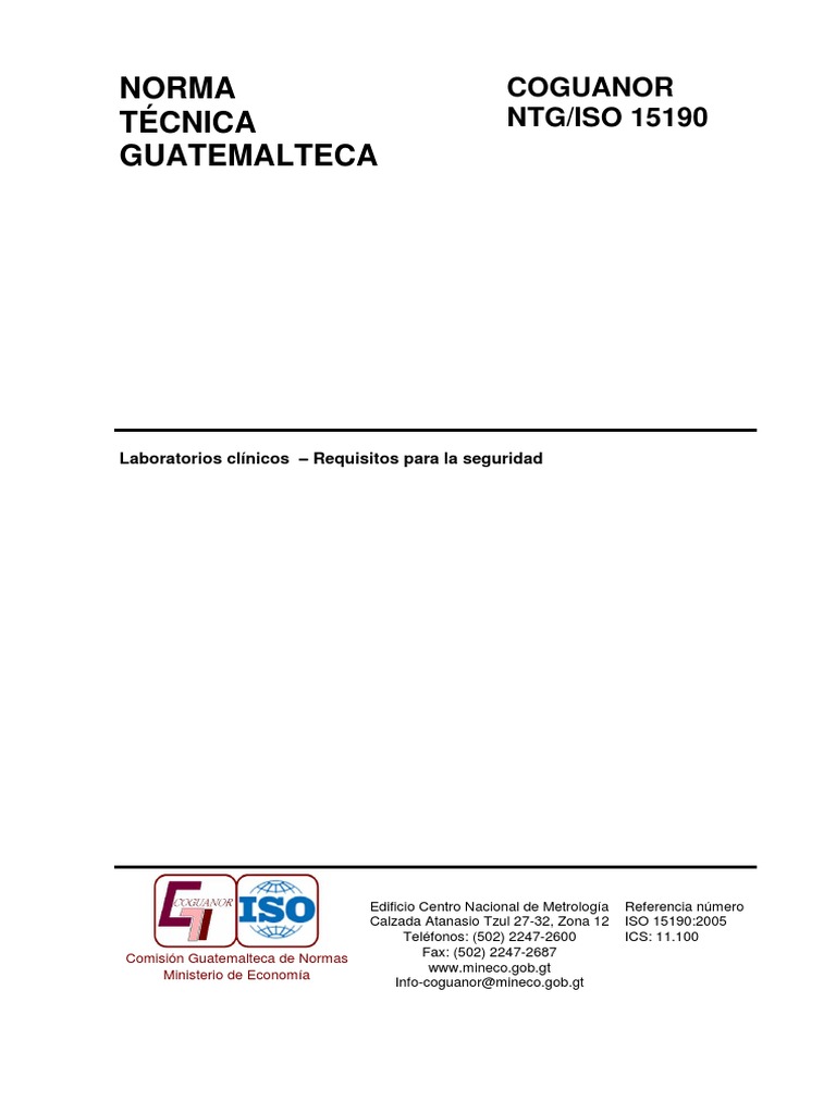 Coguanor NTG Iso 15190 | PDF | Laboratorios | Organización ...