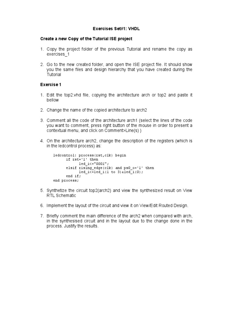 Exercises 1 | PDF | Vhdl | Software Engineering