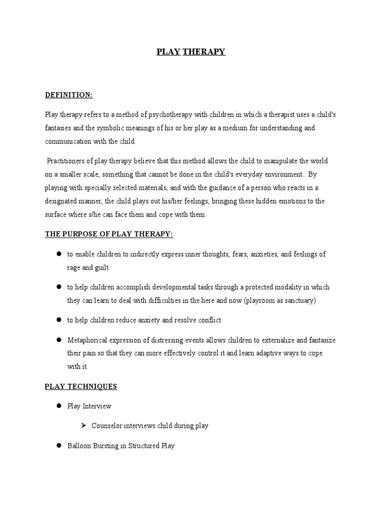Play Therapy: Definition | PDF | Psychotherapy | Play Therapy