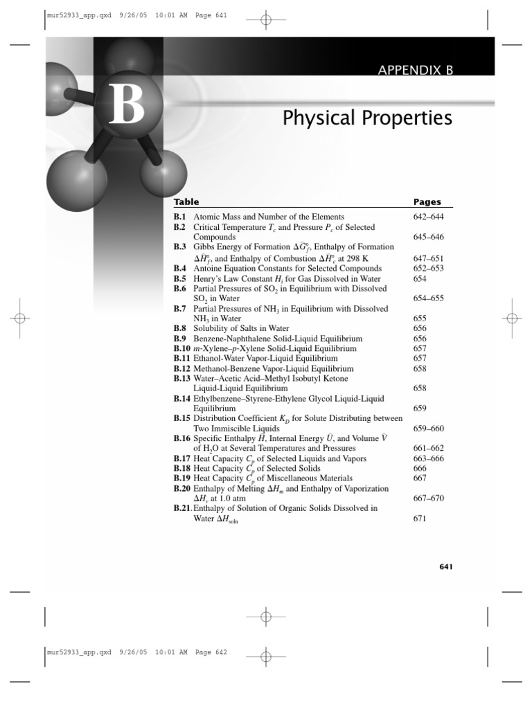 Physical Properties Reference Guide | PDF | Solubility | Chemical ...