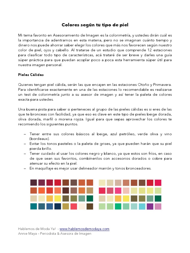 Colores Según Tu Tipo de Piel | PDF | Color