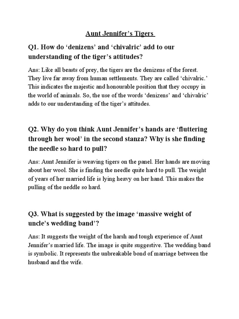 Aunt Jennifer's Tigers | PDF