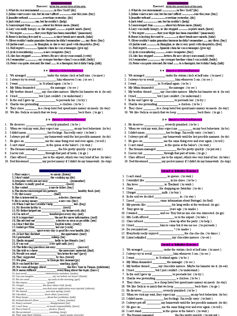 Exercise 1. Write The Correct Form of The Verb. Exercise 1. Write The ...