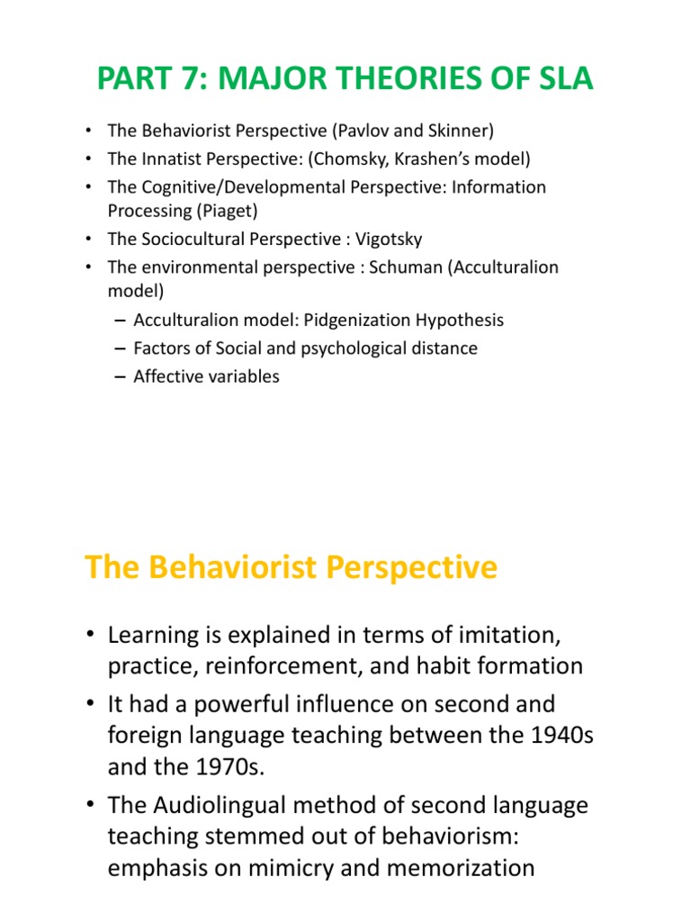 0.7 PART 7 - Major Theories of SLA | PDF | Second Language Acquisition ...