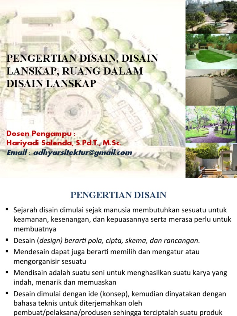 I. Pengertian Disain, Disain Lanskap, Ruang Dalam Disain Lanskap | PDF