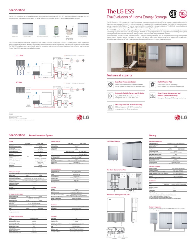 LG ESS Datasheet | PDF | Photovoltaics | Nature