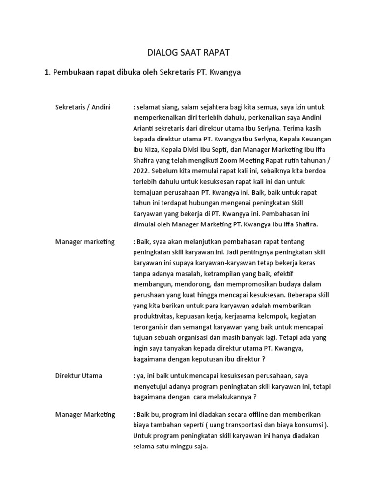 Dialog Rapat | PDF | Karier & Perkembangan | Bisnis