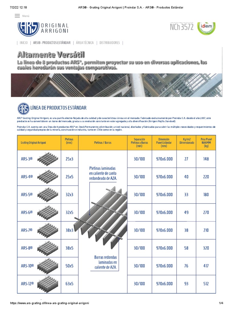ARS® - Grating Original Arrigoni - Proindar S.A. - ARS® - Productos ...