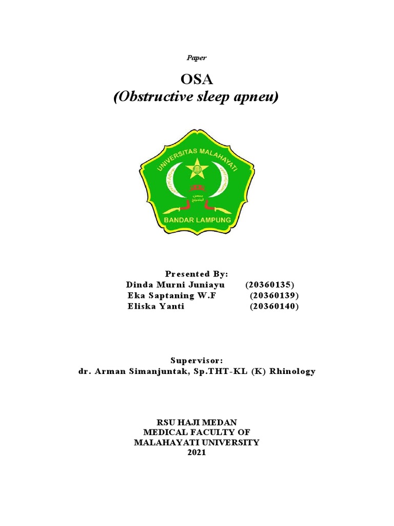 Paper OSA | PDF | Sleep Apnea | Snoring