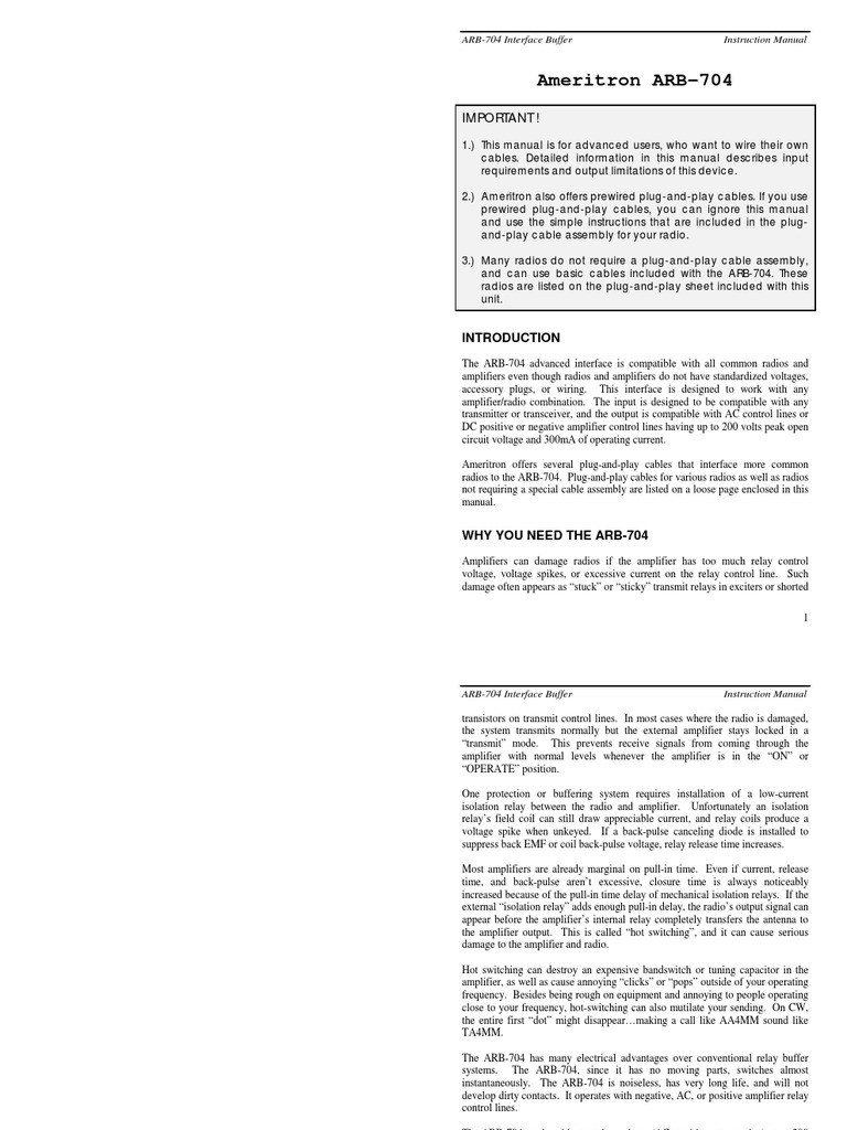 Arb 704 | PDF | Relay | Amplifier