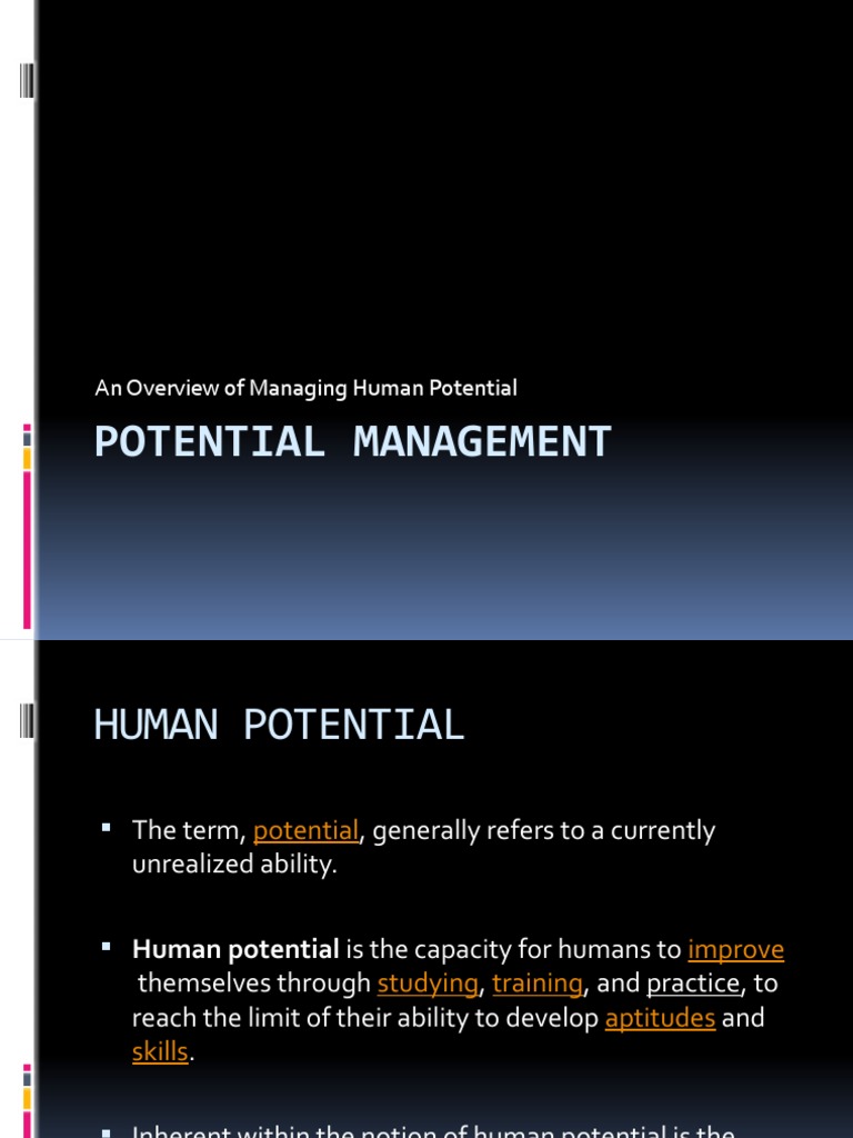 Potential Management: An Overview of Managing Human Potential | PDF ...